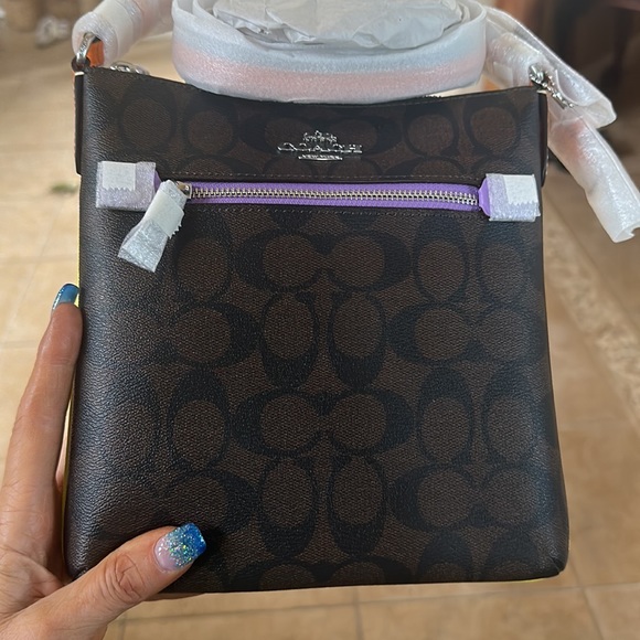 Coach | Bags | New Coach Mini Rowan File Bag In Purple Brown Orange ...